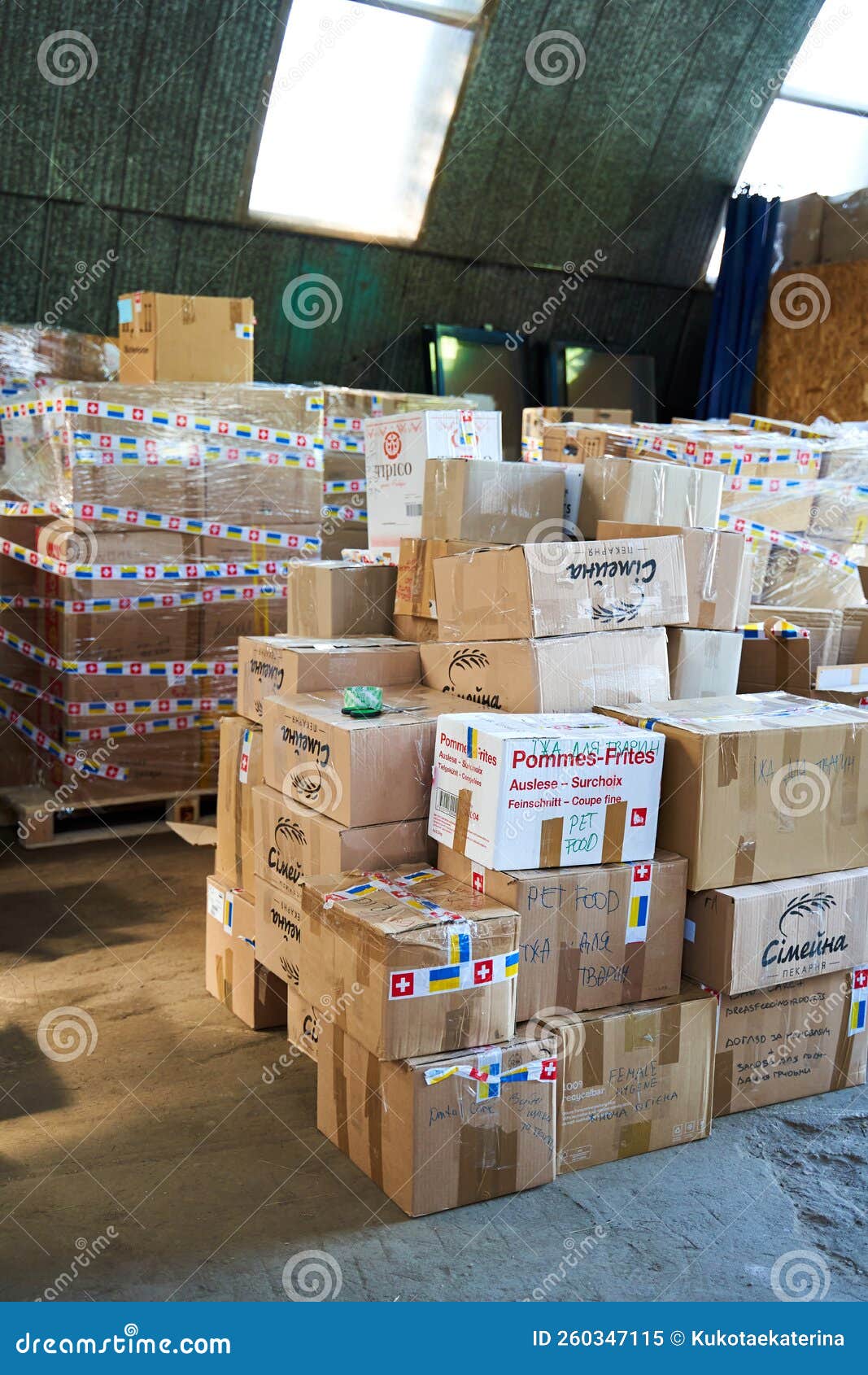 Boxes with Humanitarian Aid for Ukraine in Volunteer Centre Warehouse ...