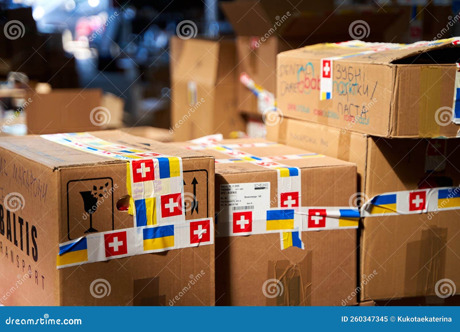 Boxes with Humanitarian Aid for Ukraine in Volunteer Centre Warehouse ...