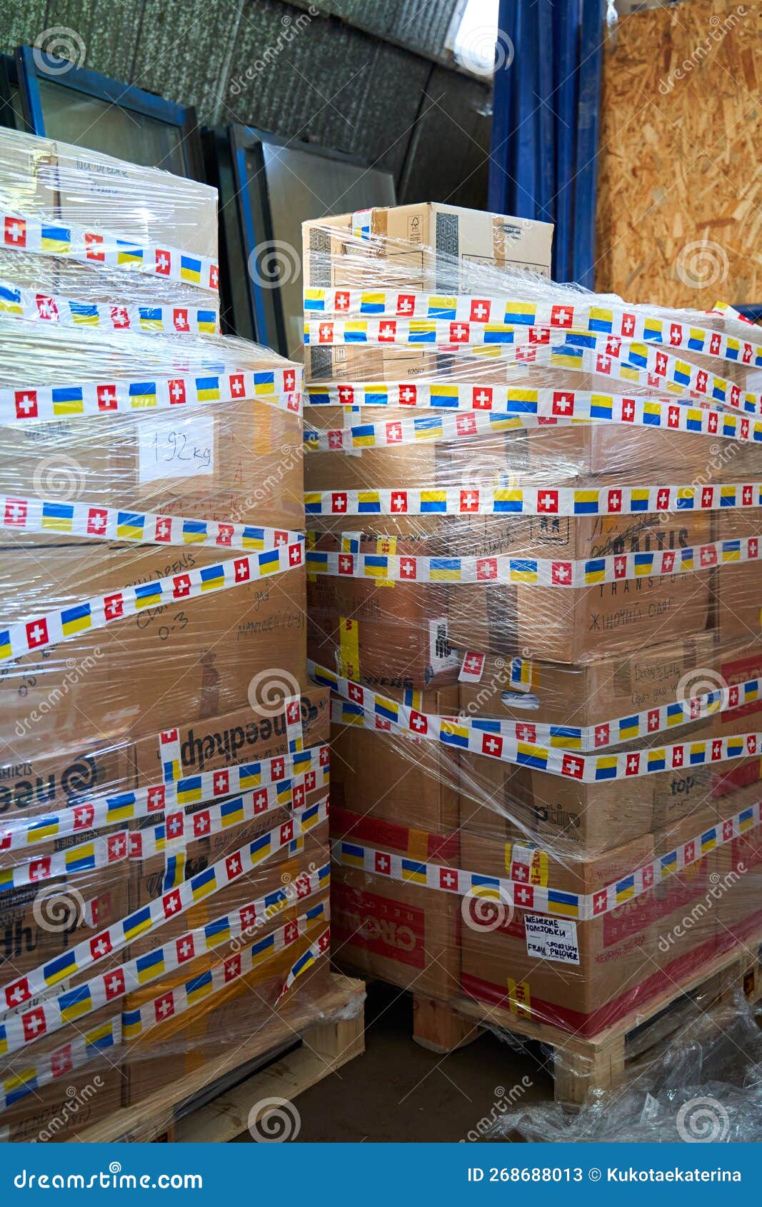 Boxes with Humanitarian Aid for Ukraine in Volunteer Centre Warehouse ...