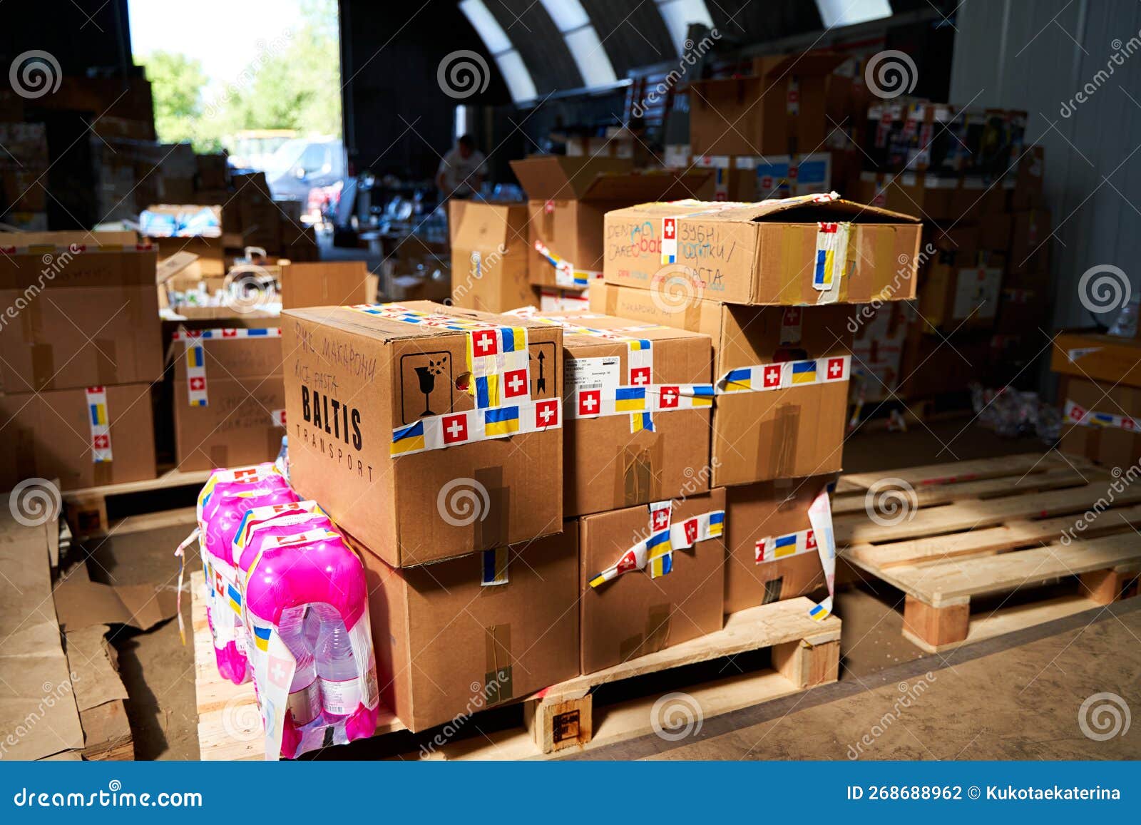 Boxes with Humanitarian Aid for Ukraine in Volunteer Centre Warehouse ...