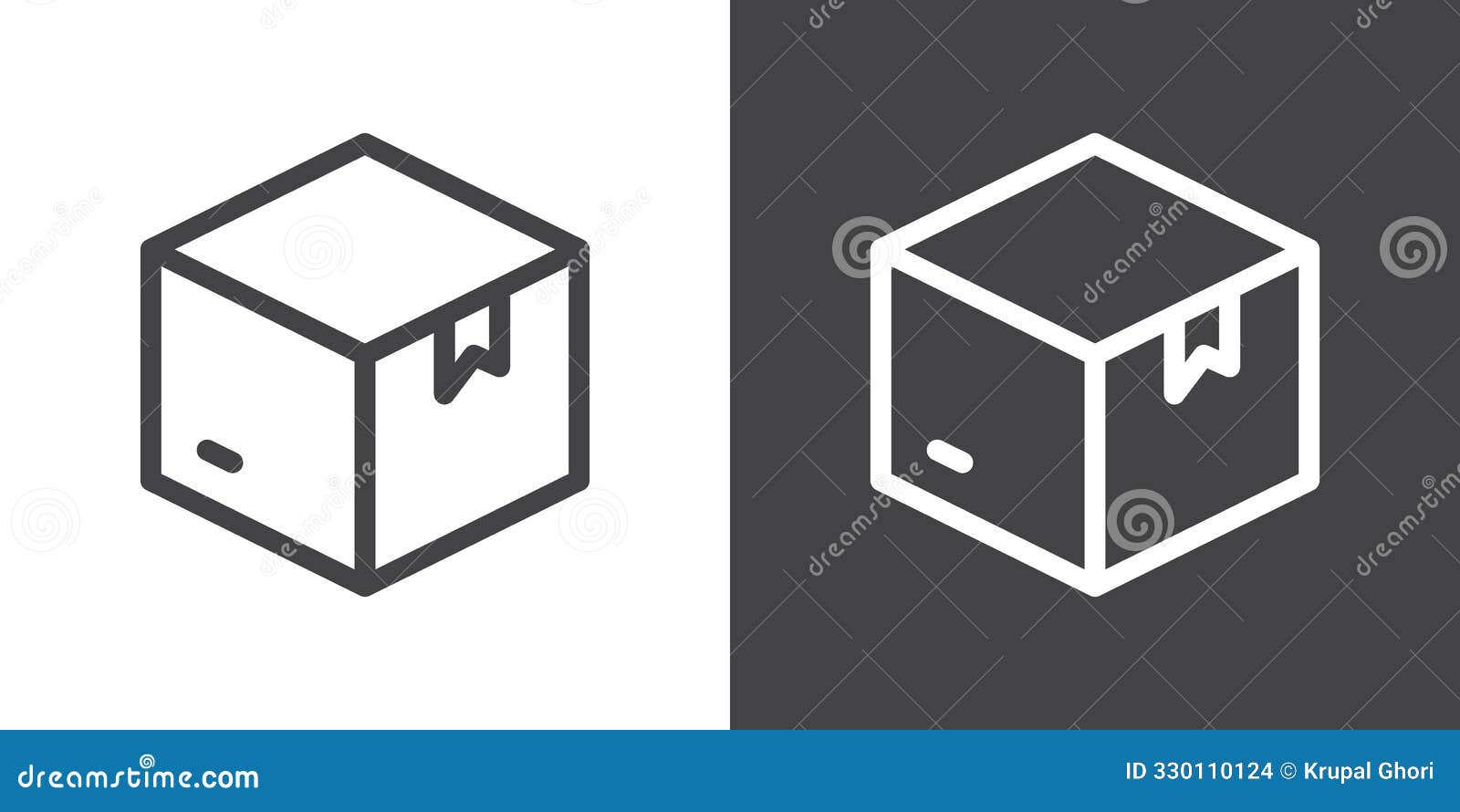 Boxes Icon Flat Vector Set Outline Stock Vector - Illustration of ...
