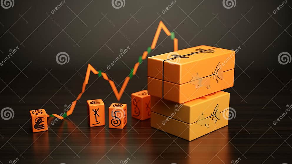 Boxes with Indian Rupee Symbol and Down Arrow. Decrease in Stocks of ...