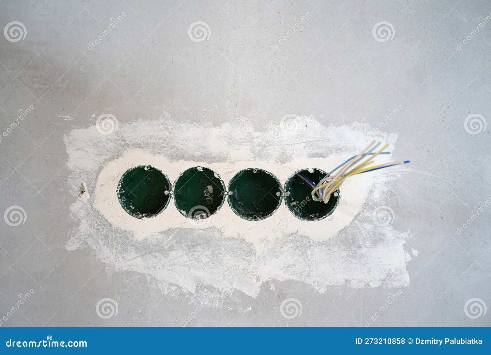 Boxes for Installing Sockets with Protruding Wires. a White Wall Stock ...