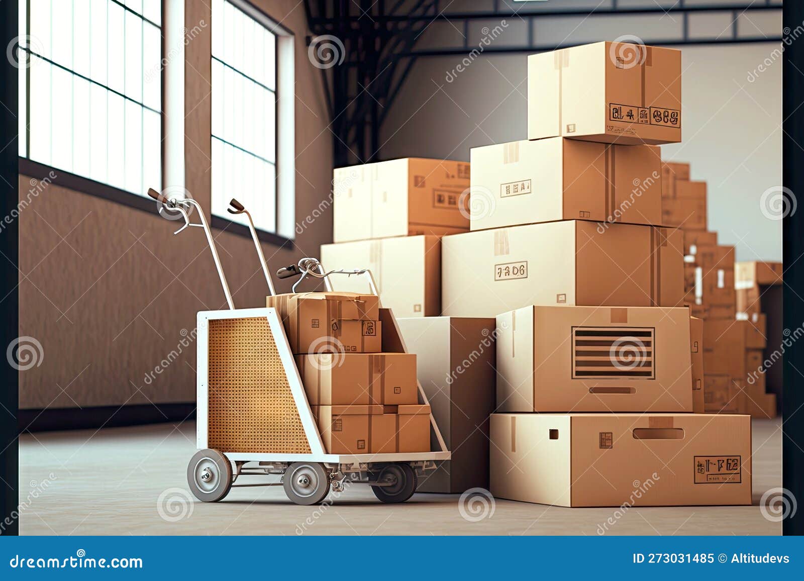 Boxes with Loading Trolley in Warehouse for Retailers Stock ...