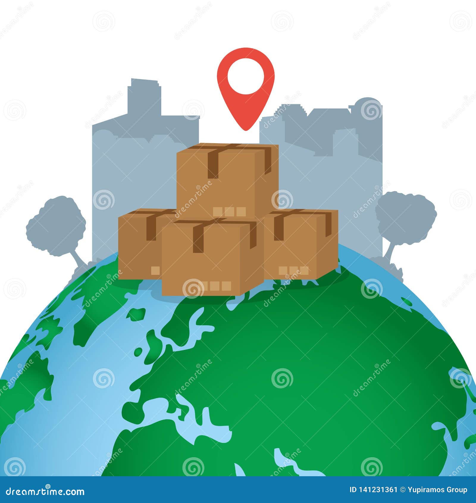 Boxes and location symbol stock vector. Illustration of shipment ...