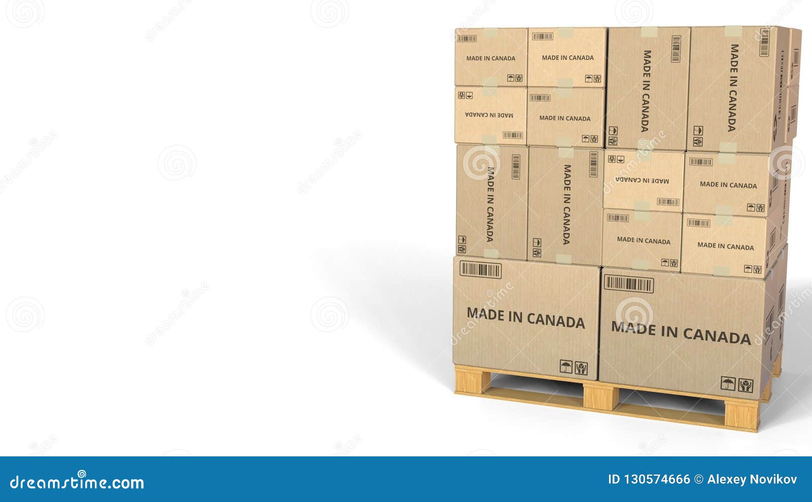 Boxes with MADE in CANADA Caption. Conceptual 3D Rendering Stock ...