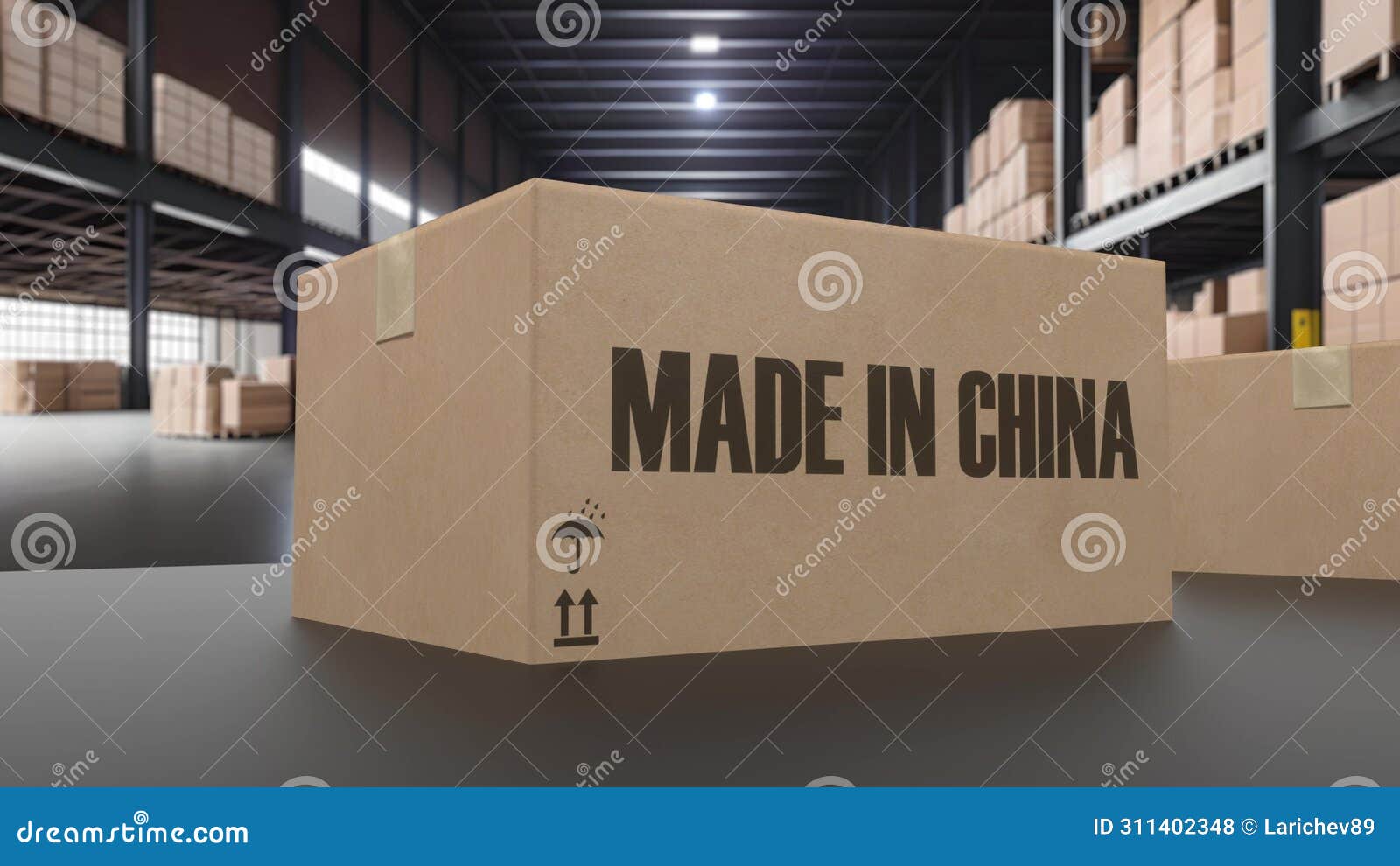 Boxes With China Flag On The Conveyor Belt. 3D Render, Cardboard Boxes ...