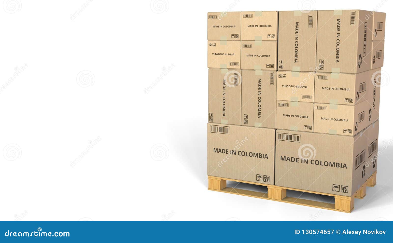 Boxes with MADE in COLOMBIA Caption. Conceptual 3D Rendering Stock ...