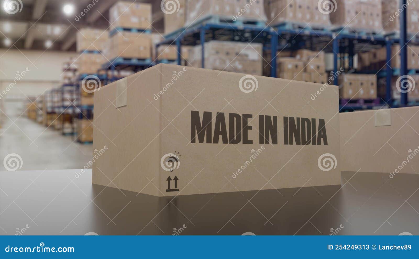 Boxes with MADE in INDIA Text on Conveyor. 3d Illustration Stock ...