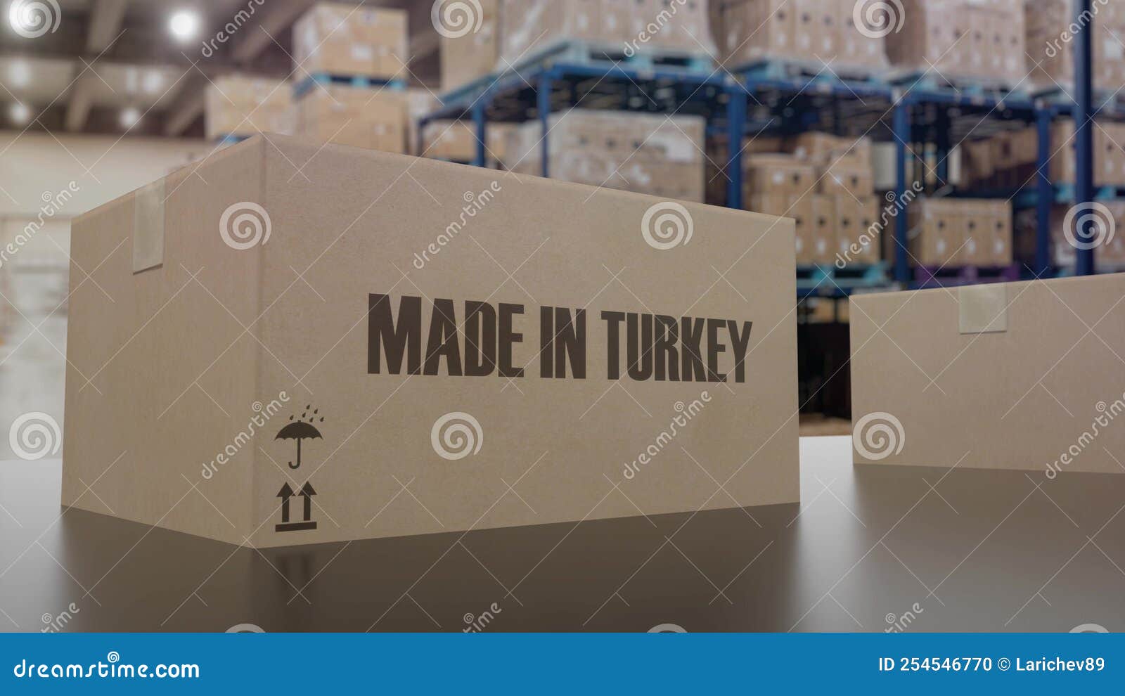 Boxes with MADE in TURKEY Text on Conveyor. 3d Illustration Stock ...
