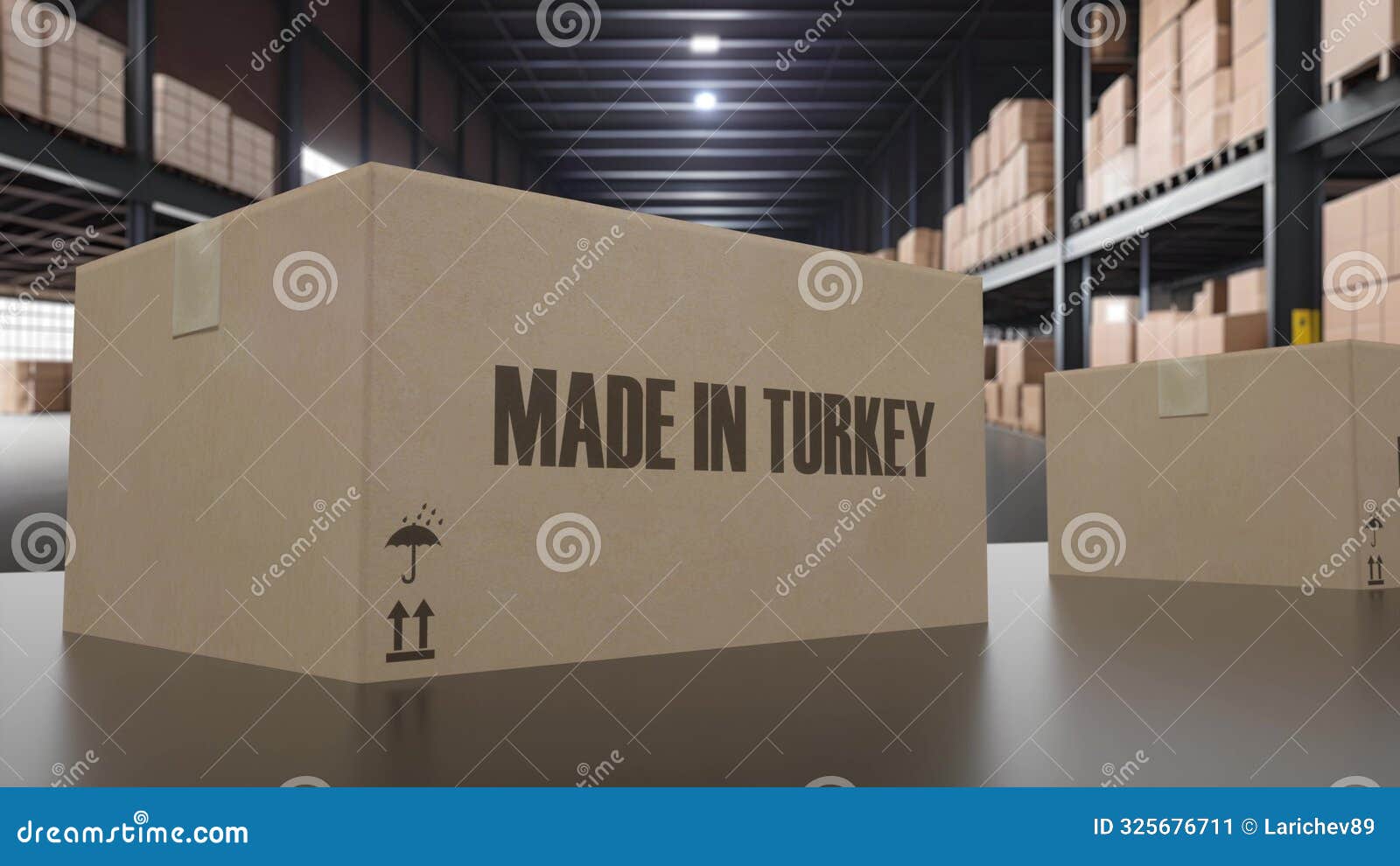Boxes with MADE in TURKEY Text on Conveyor. 3d Illustration Stock ...