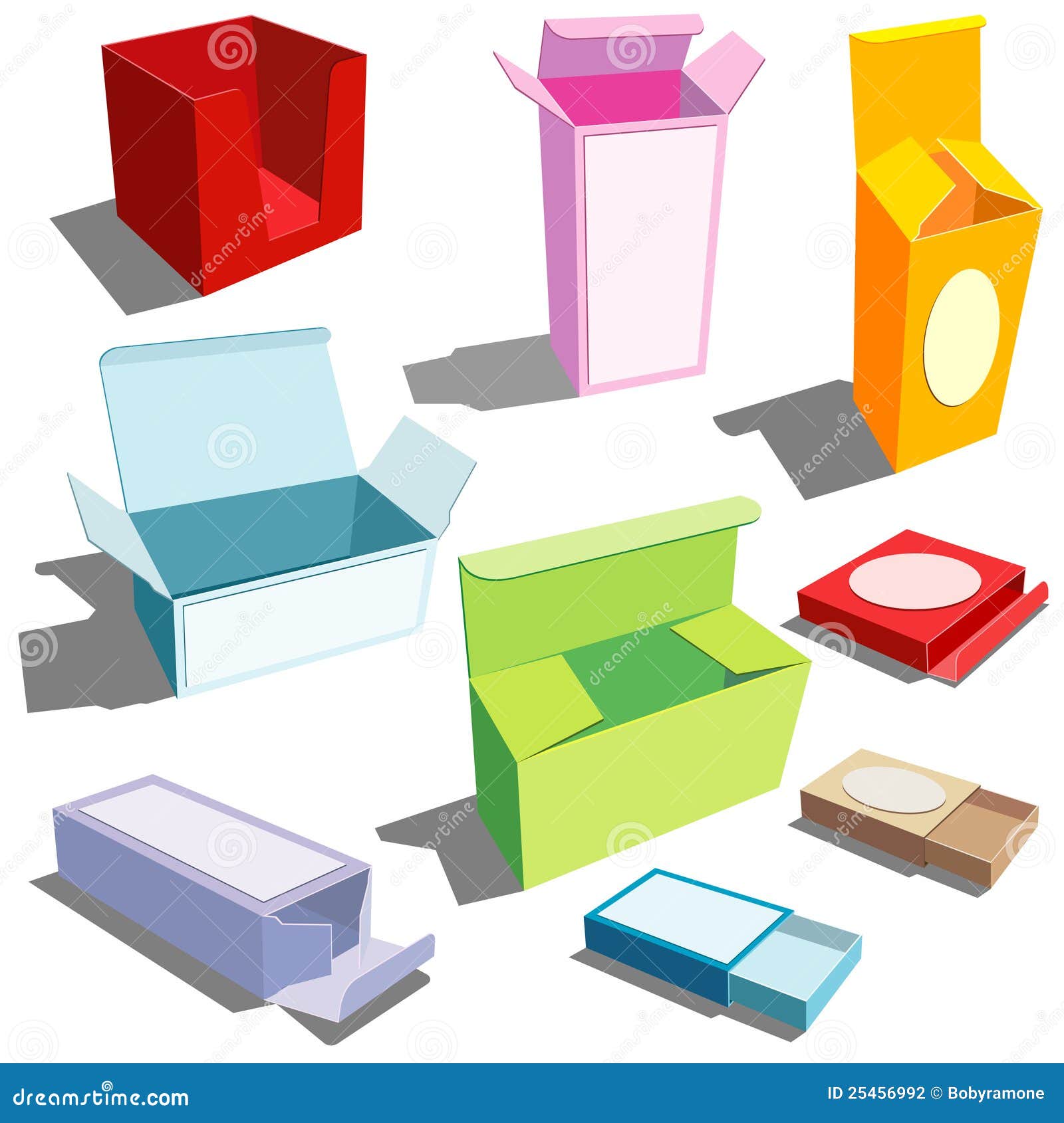 Boxes in many colors stock vector. Illustration of yellow - 25456992
