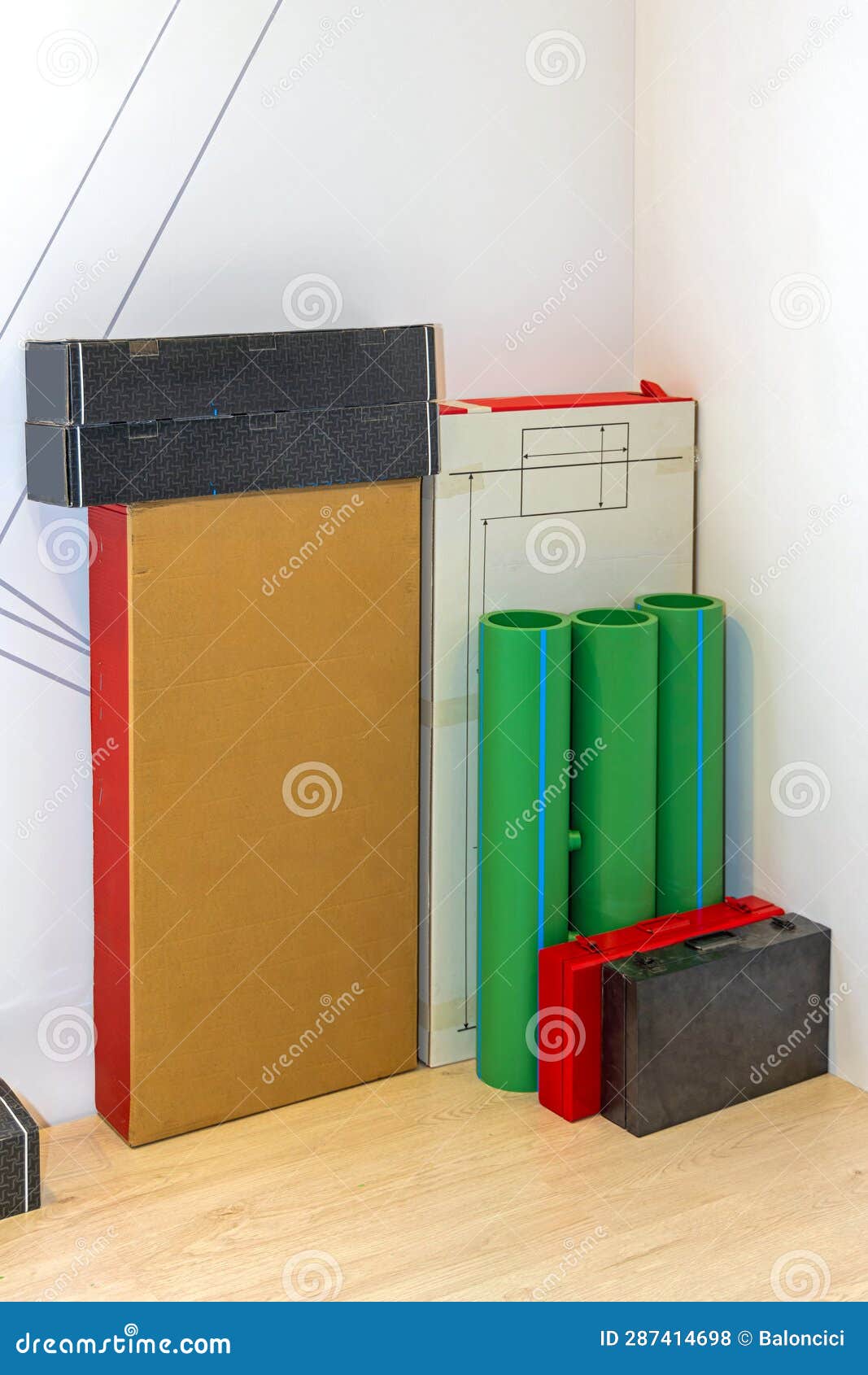 Tool Boxes Pipes Material stock photo. Image of installation - 287414698