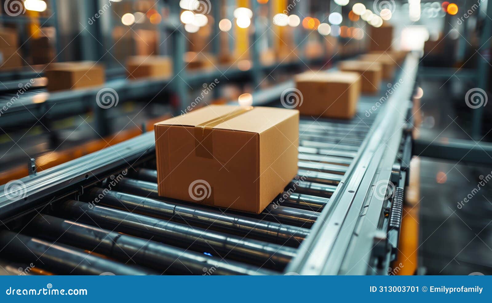Boxes Moving on Conveyor Belt Stock Image - Image of transportation ...