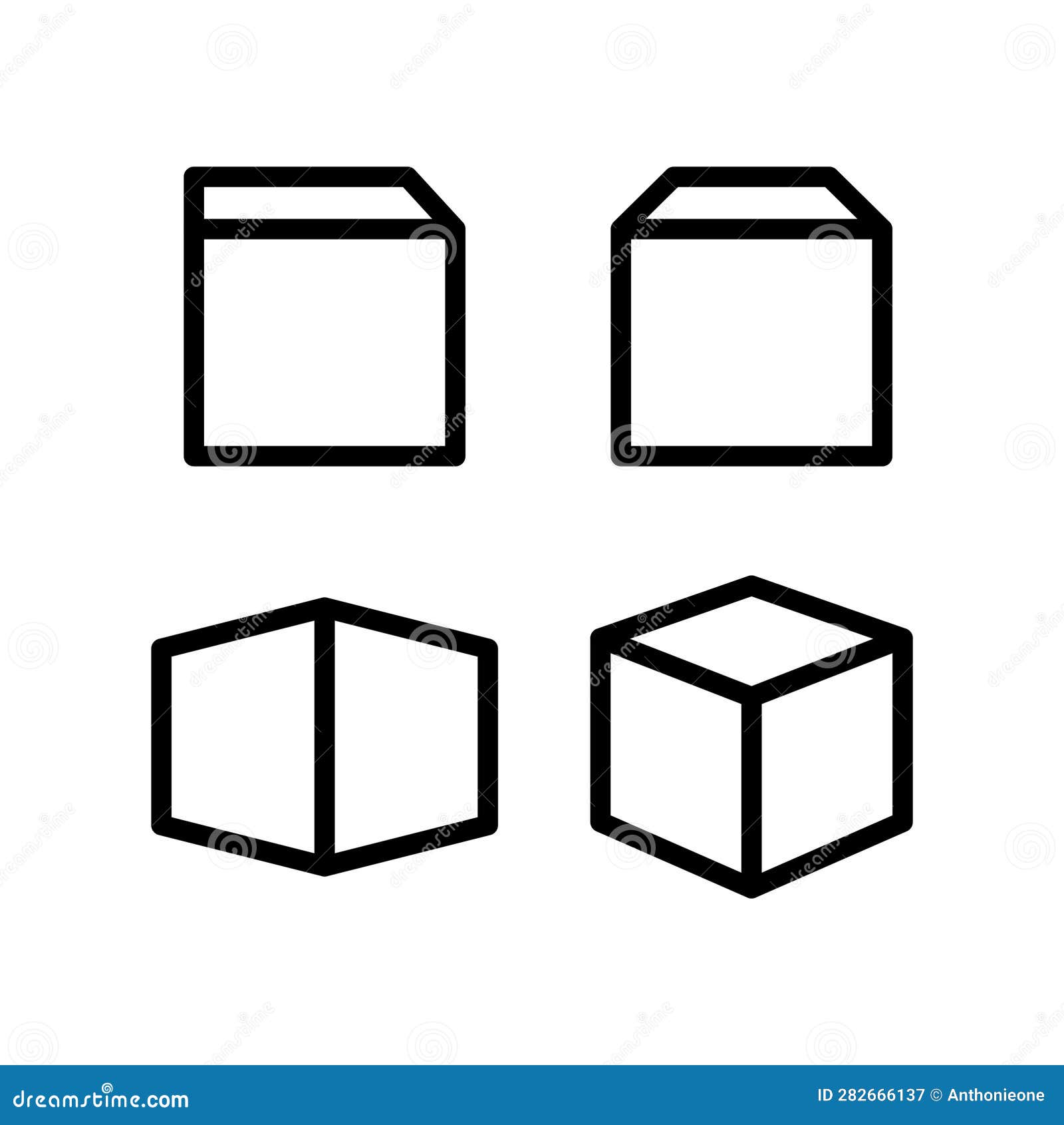 Boxes Outline Icon Set Flat Design Isolated Vector Illustration Stock ...