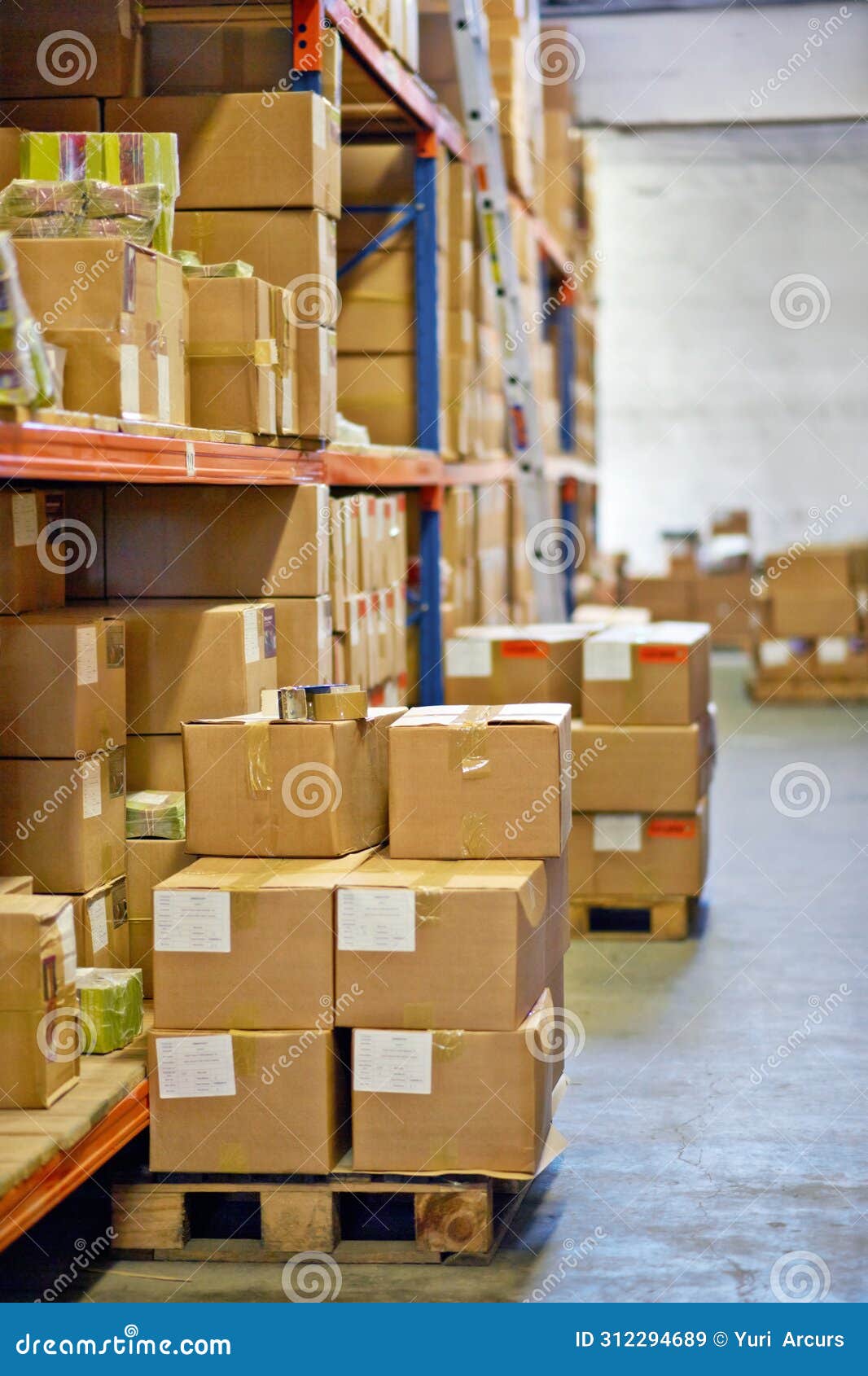 Boxes, Packages and Shelves with Inventory at Warehouse for ...