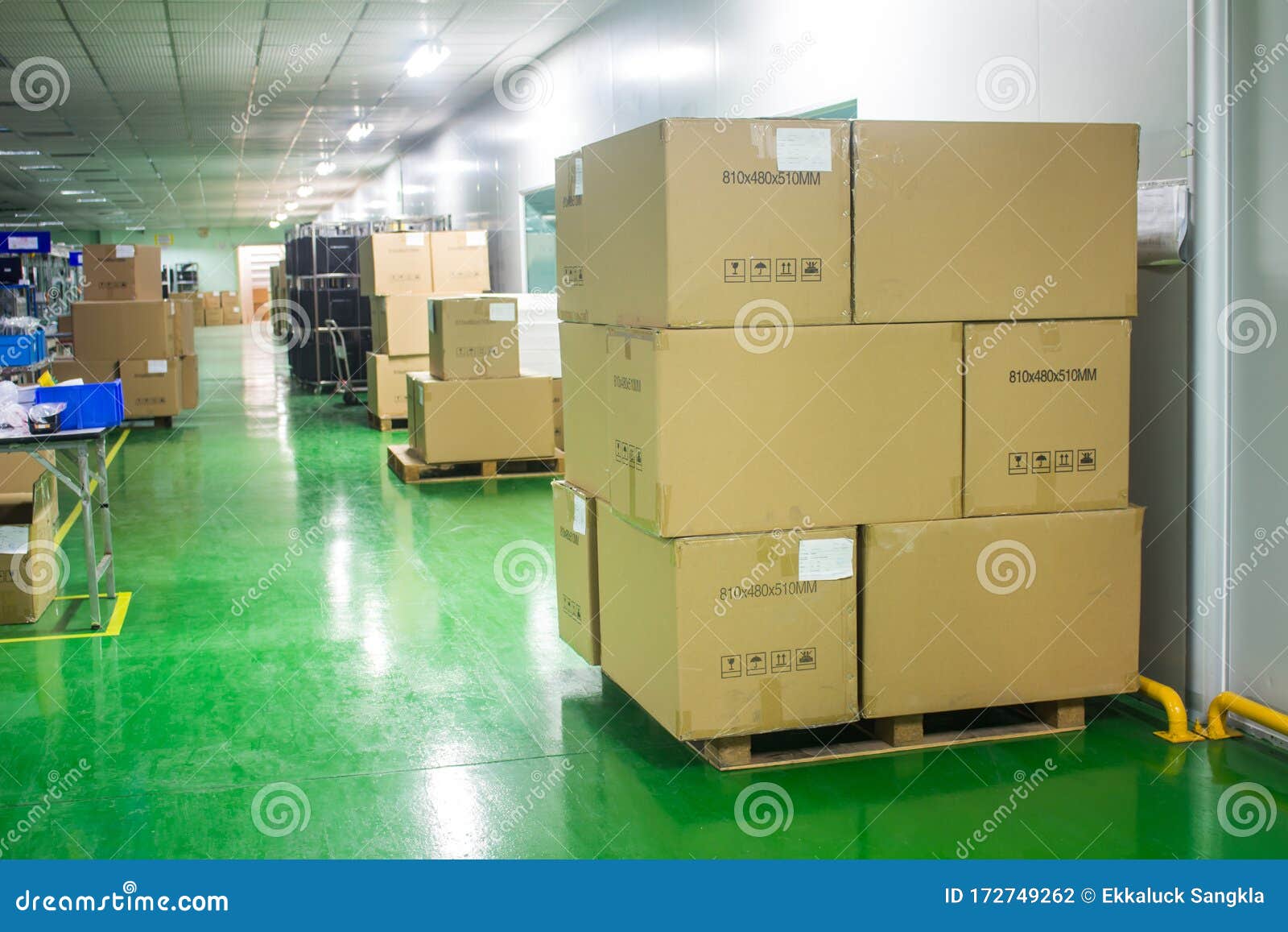 The Boxes on Pallet in the Factory, Soft Focus Stock Photo - Image of ...