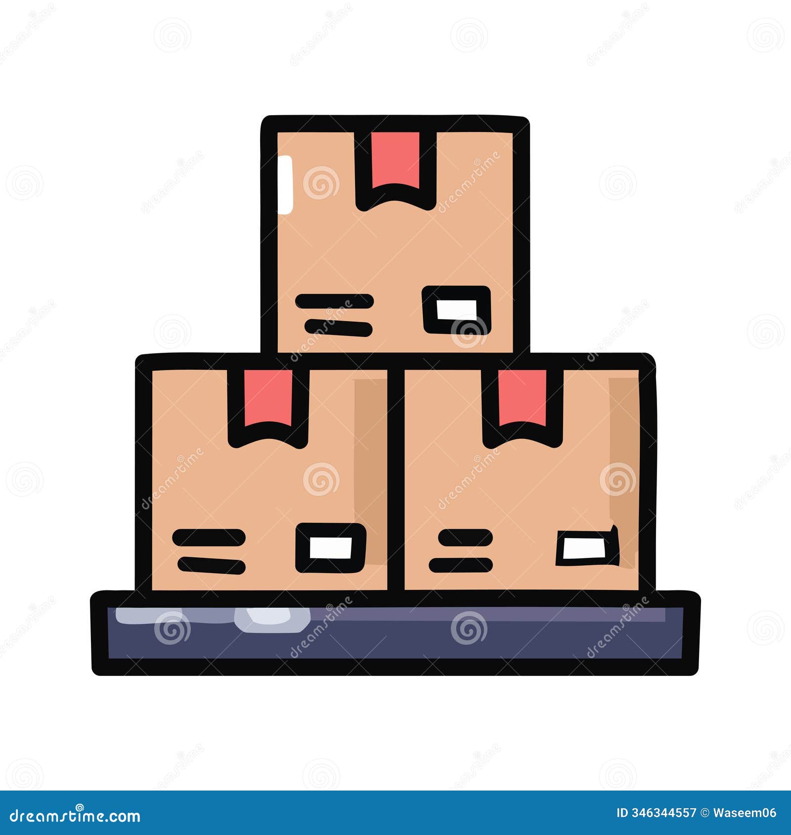 Boxes on Pallet Vector Illustration, Filled Design Editable Outline ...