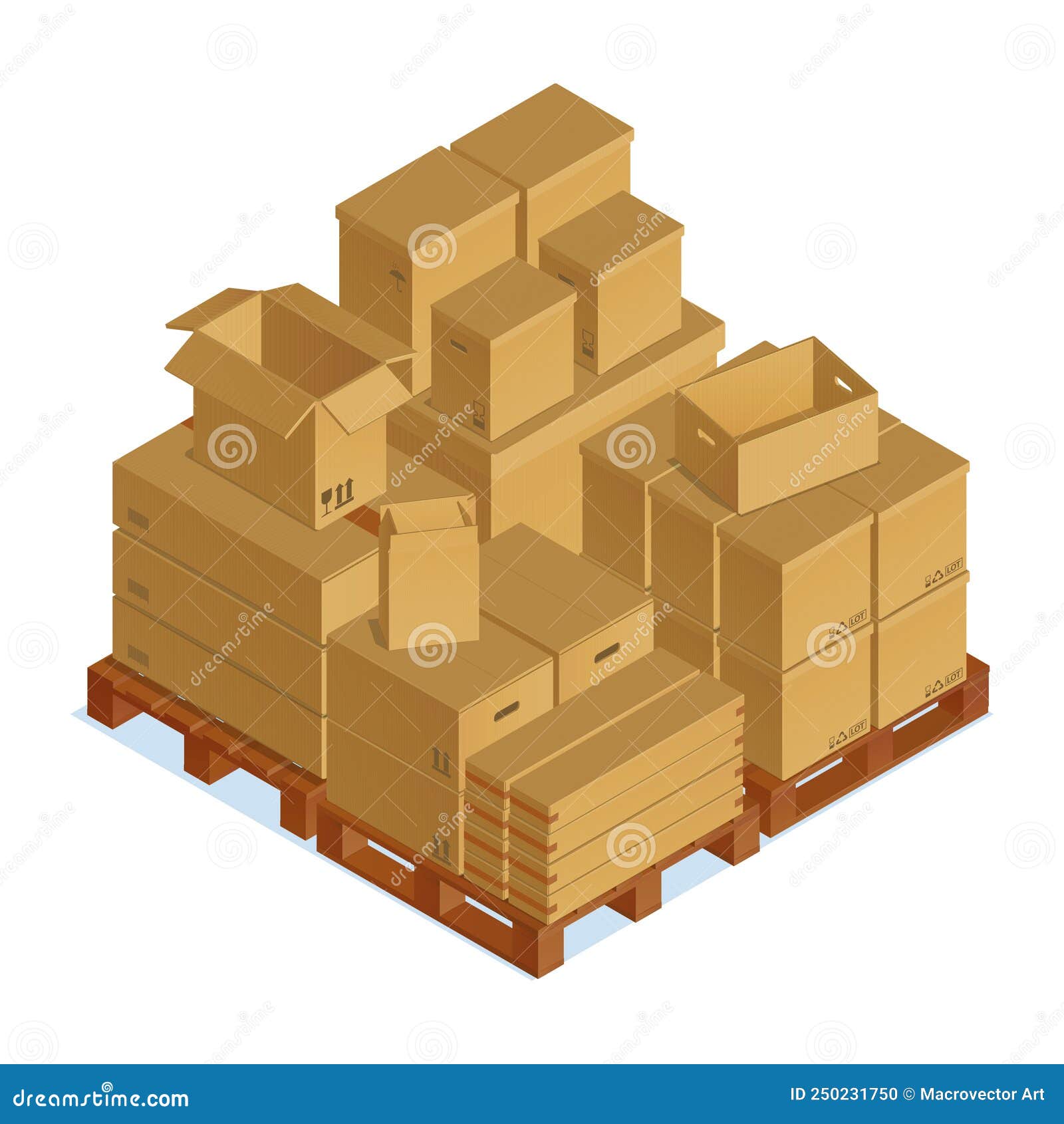 Boxes on Pallets Composition Stock Vector - Illustration of case ...