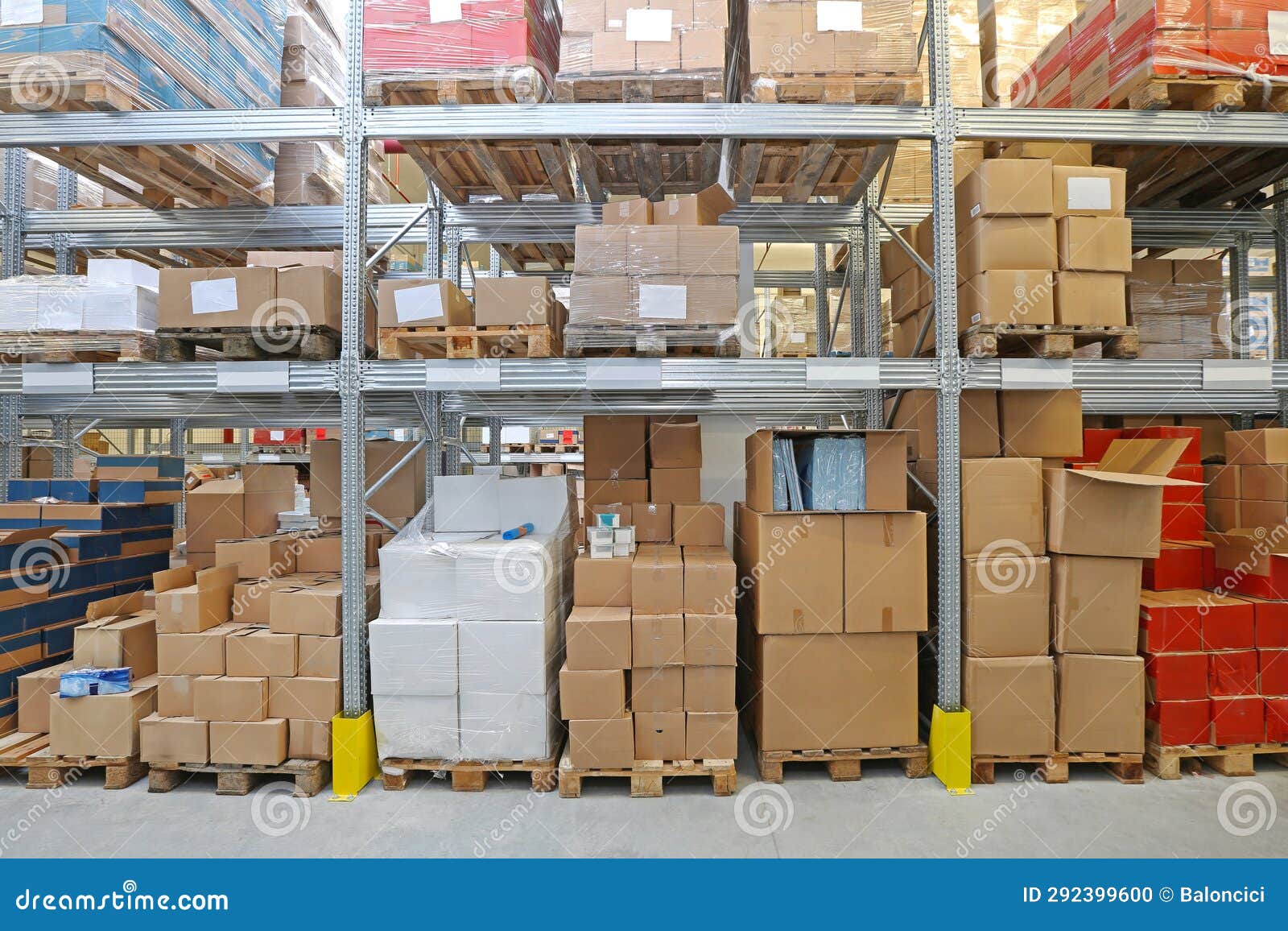 Boxes Pallets Shelf Warehouse Stock Photo - Image of goods, center ...