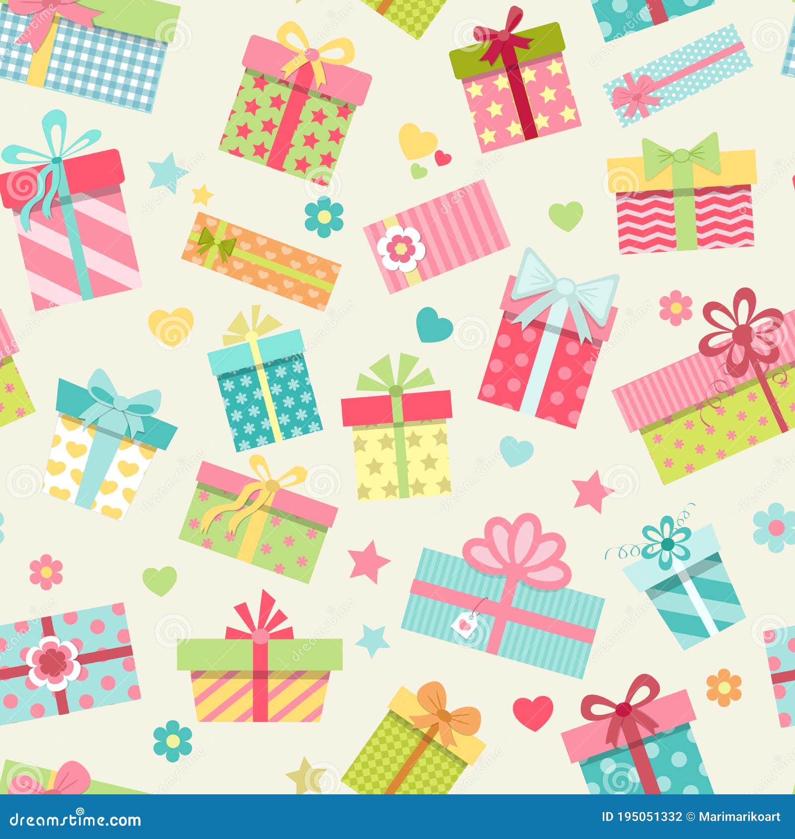 Seamless Pattern with Cute Colourful Gift Boxes Stock Vector ...