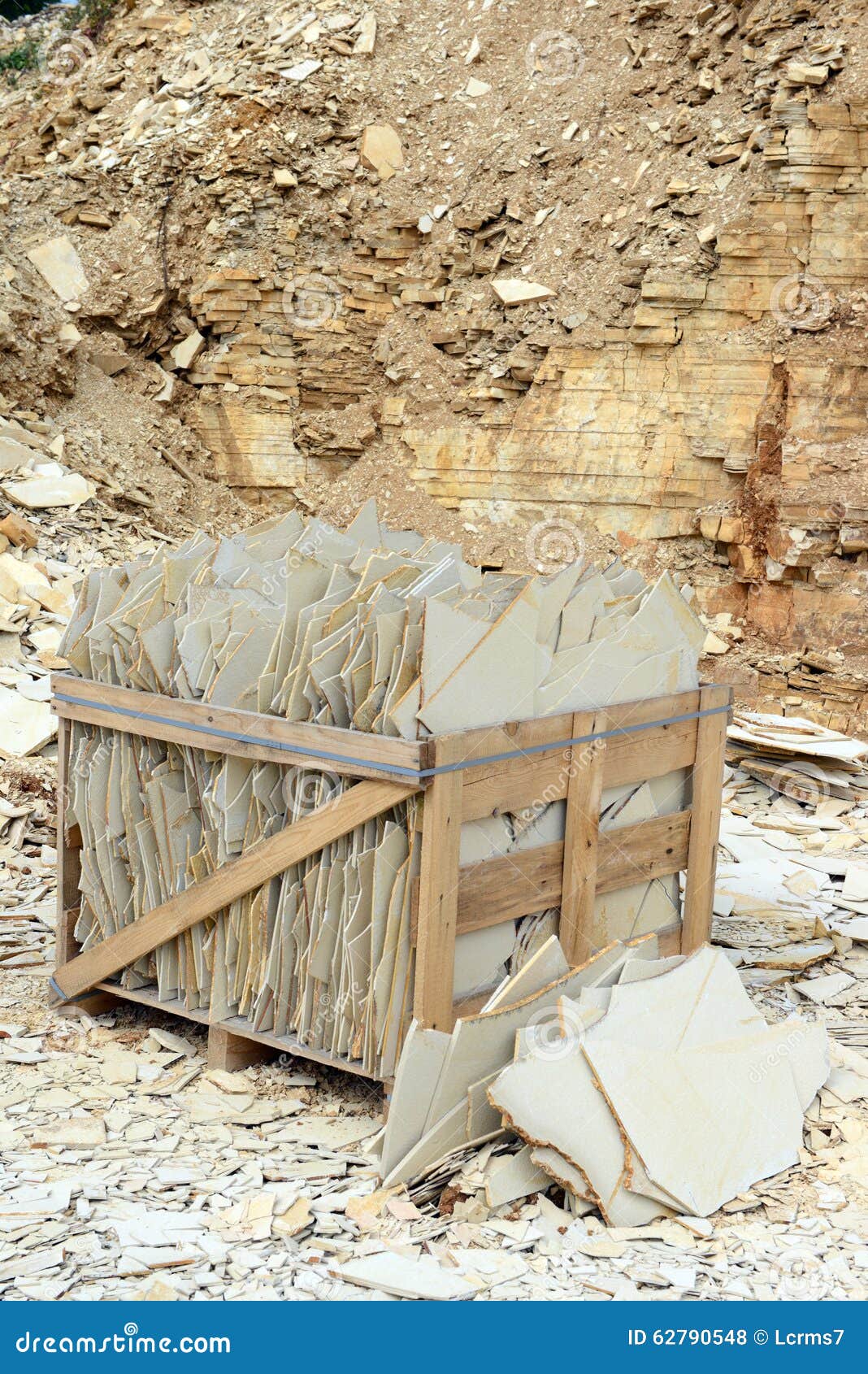 Boxes with Paving Stones of Limestone Stock Photo - Image of yellow ...
