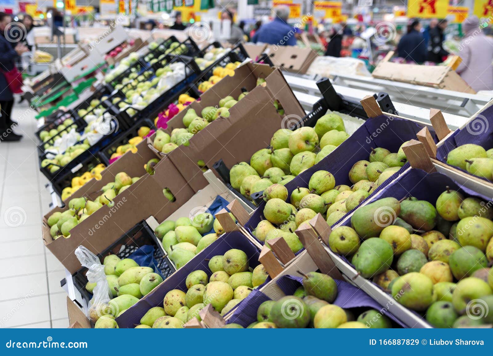 Boxes of Peaches on the Counter in the Store Stock Image - Image of ...