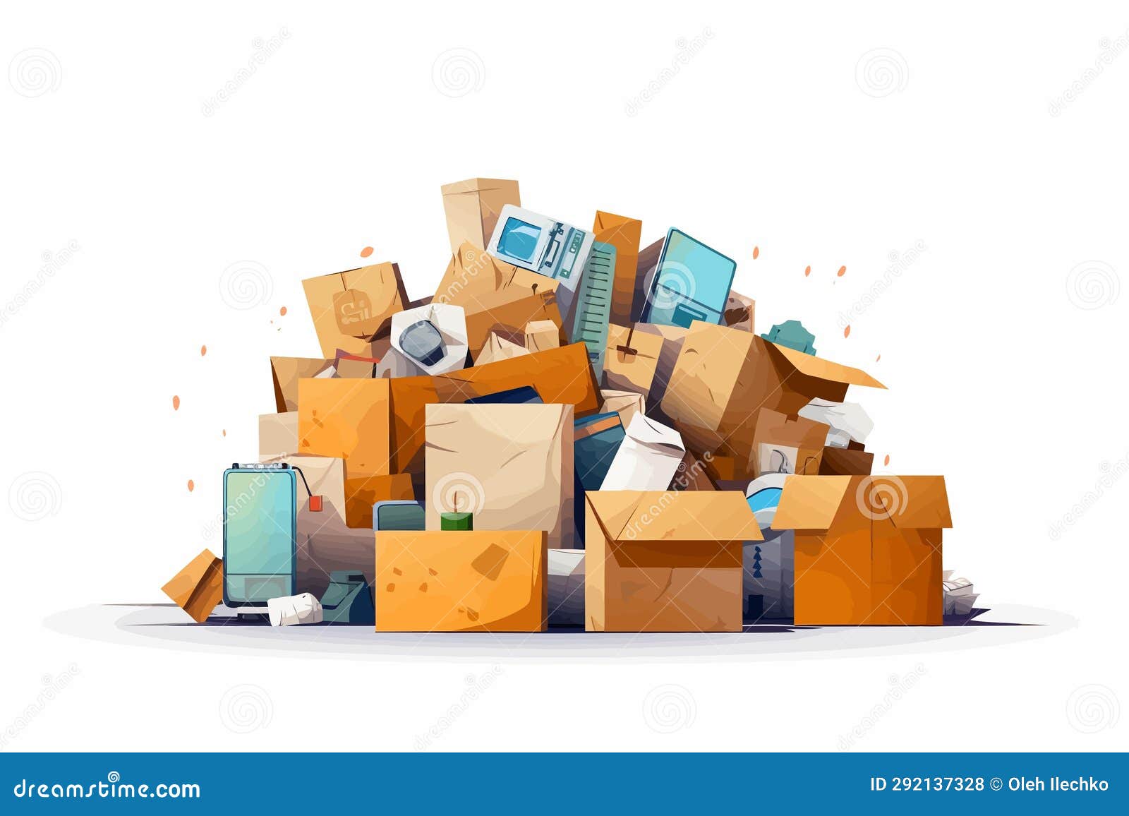 Boxes Pile of Trash Vector Flat Minimalistic Isolated Vector Style ...