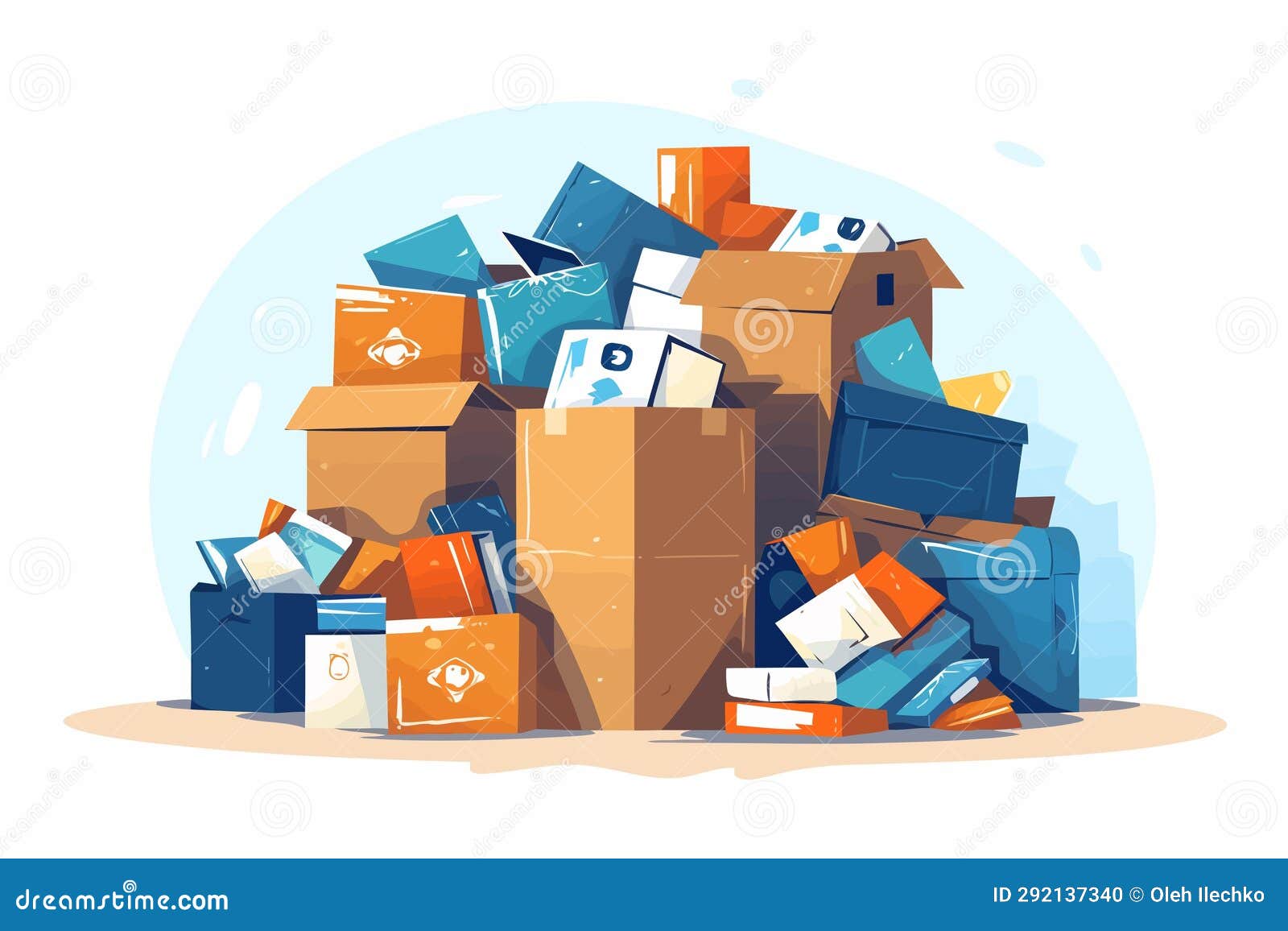 Boxes Pile of Trash Vector Flat Minimalistic Isolated Vector Style ...