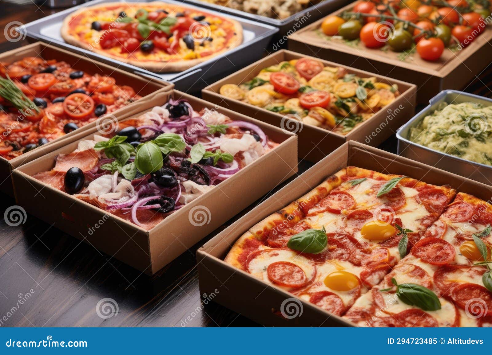 Boxes of Pizza with Various Toppings Stock Image - Image of mushrooms ...