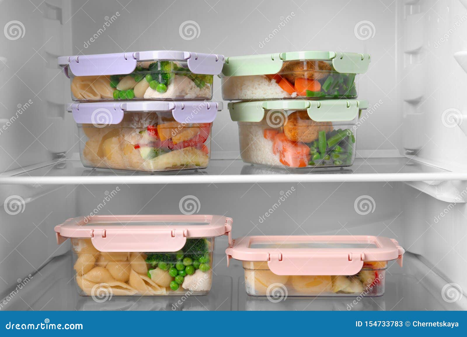 Boxes with Prepared Meals Inside of Stock Image - Image of glass, dish ...