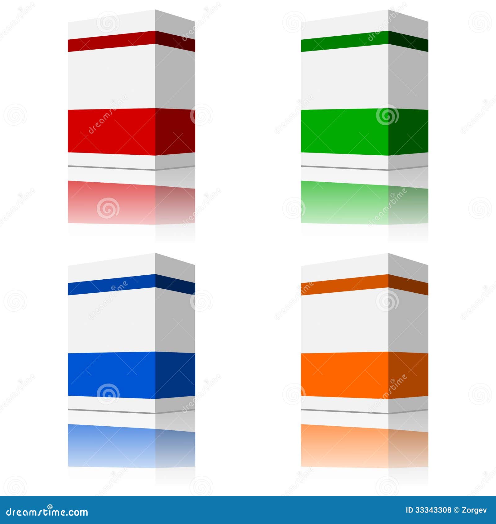 4 Boxes of Product Packaging Virgin Different Color Stock Illustration ...