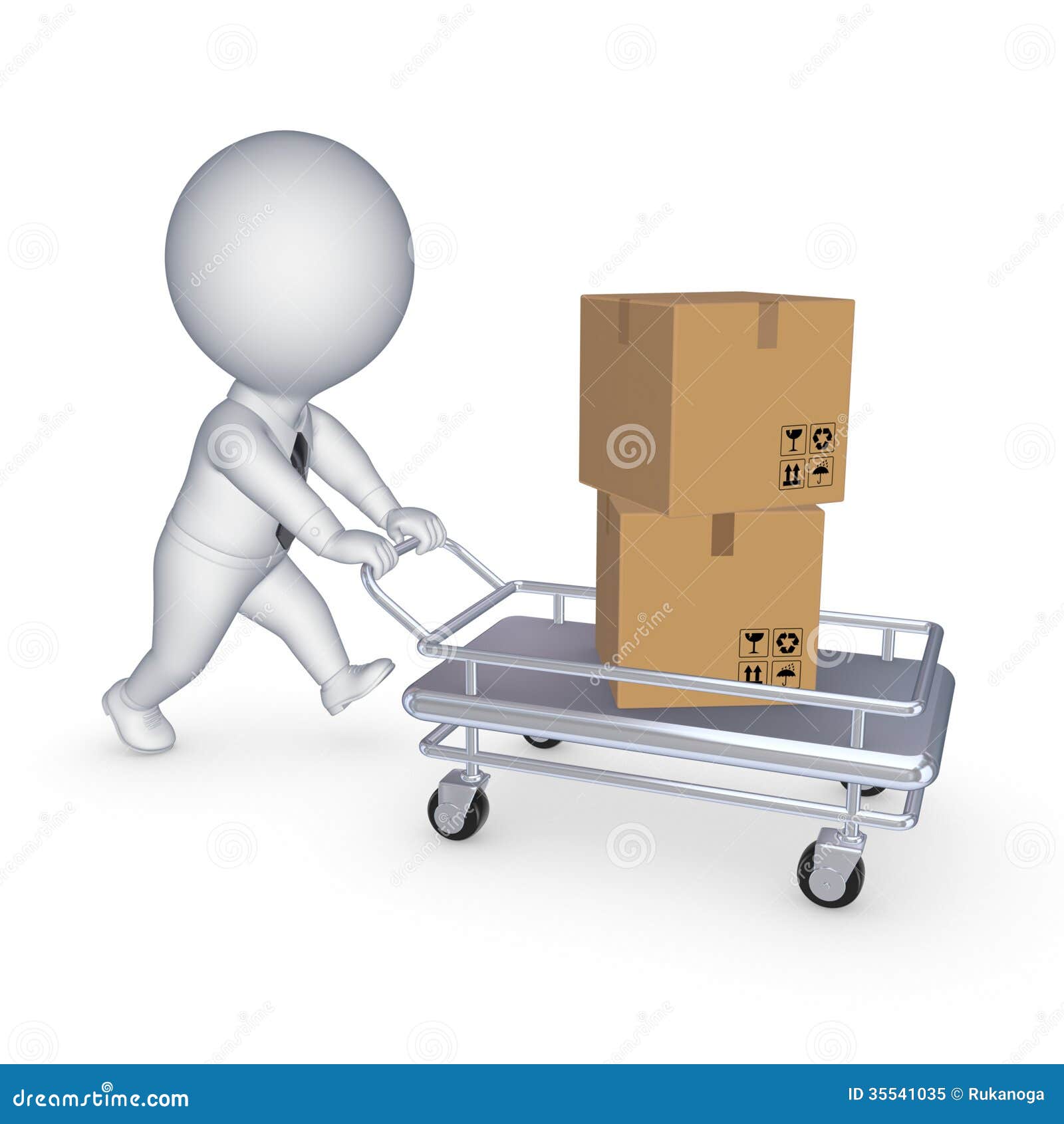 Boxes on a pushcart. stock illustration. Illustration of commercial ...