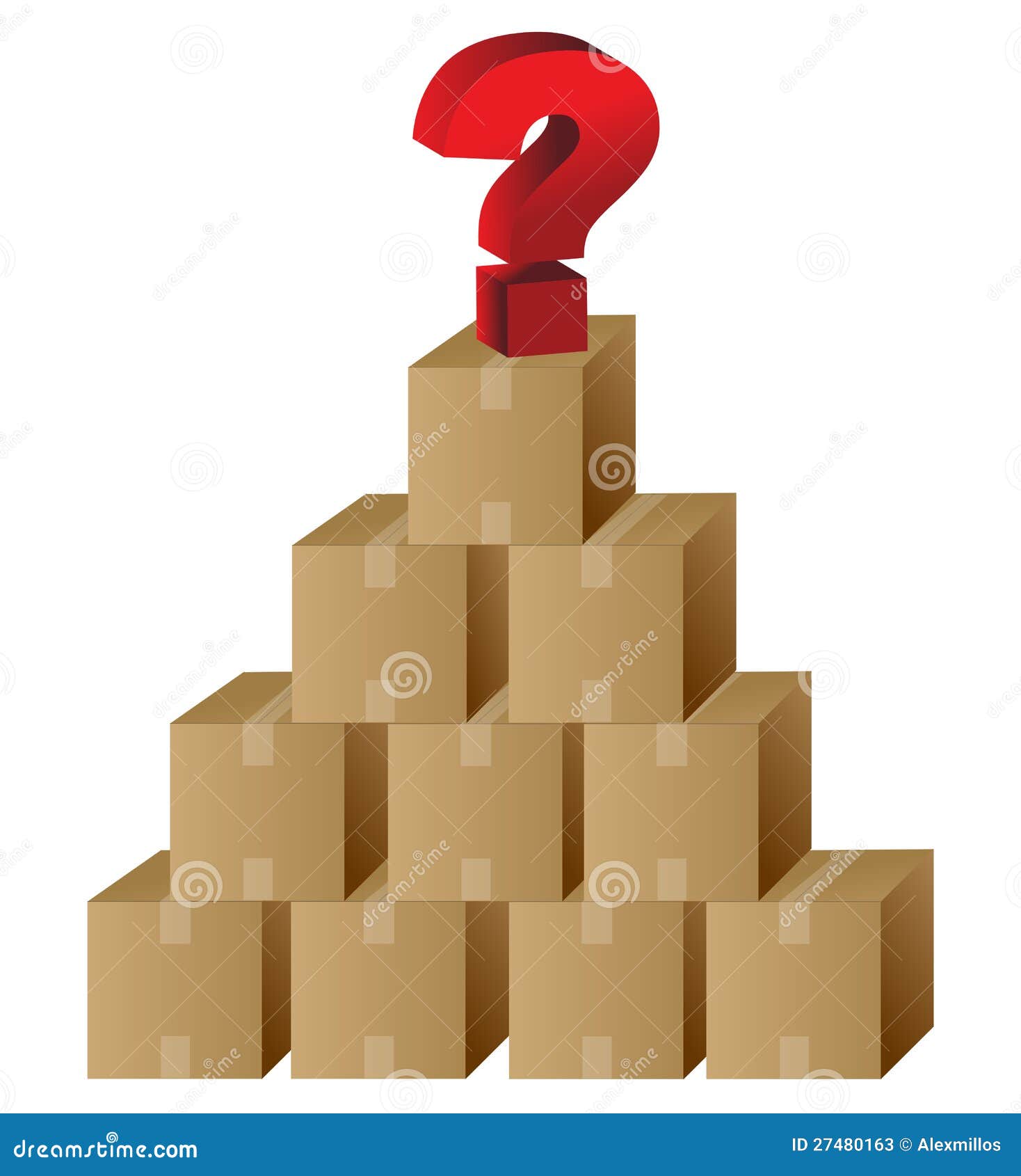 Boxes and a Question Mark in Top Stock Illustration - Illustration of ...