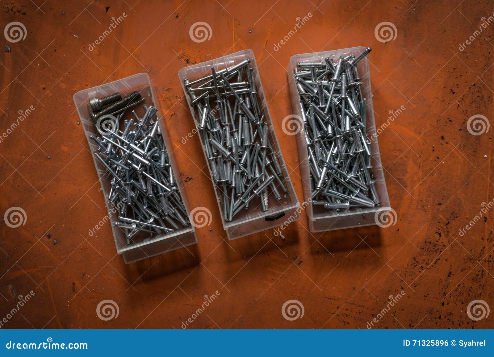 Boxes of rivets stock photo. Image of colorful, occupation - 71325896