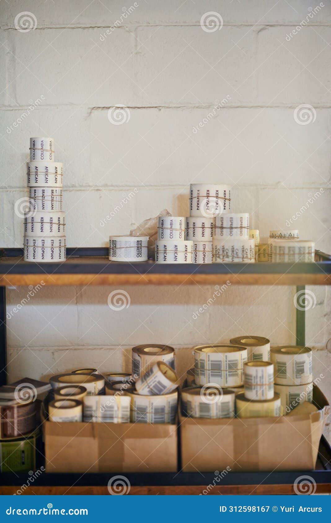 Boxes, Shelf and Labels for Logistics in Warehouse for Packaging with ...