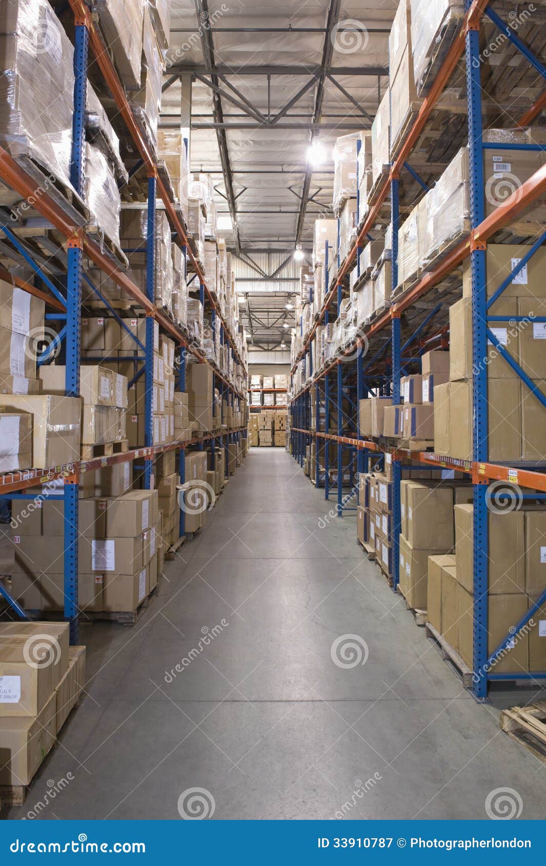 Boxes on Shelves in Warehouse Stock Image - Image of package, shipping ...