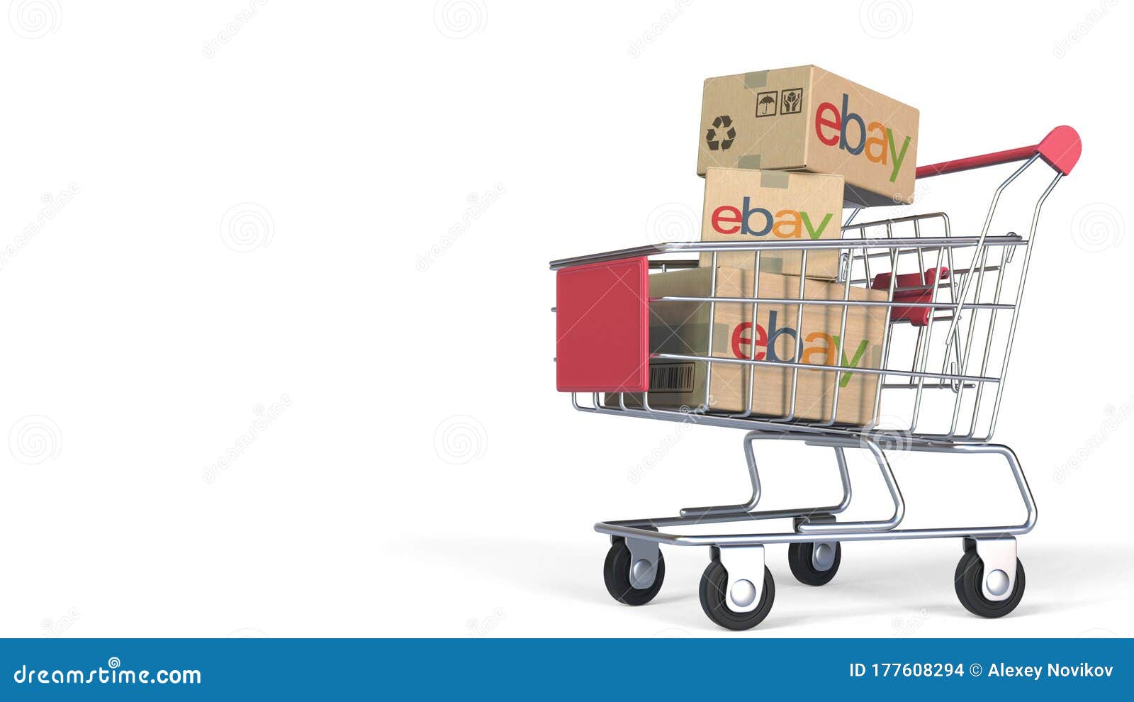 EBAY Logo on Boxes in Shopping Cart. Editorial 3D Rendering Editorial ...