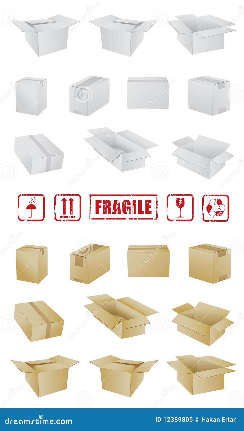 Boxes and sign collection stock illustration. Illustration of paper ...