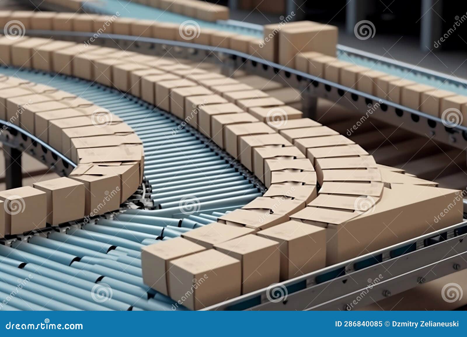 Boxes on the Sorting Belt of a Logistics Center. Stock Illustration ...