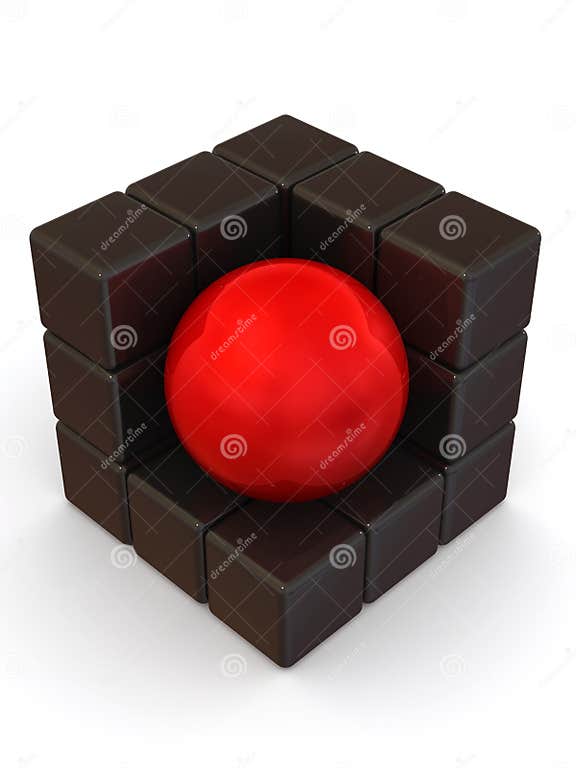 Boxes and Sphere. Abstract Image Stock Illustration - Illustration of ...