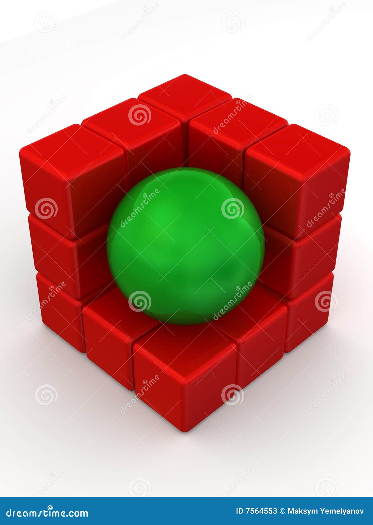 Boxes and Sphere. Abstract Image Stock Illustration - Illustration of ...