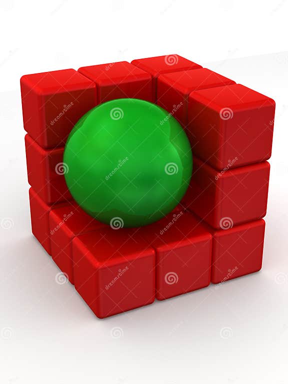 Boxes and Sphere. Abstract Image Stock Illustration - Illustration of ...