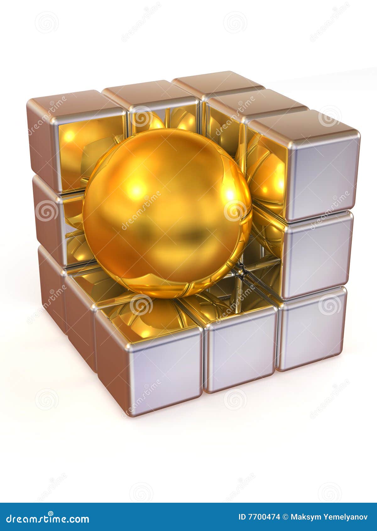 Boxes and Sphere. Abstract Image Stock Illustration - Illustration of ...