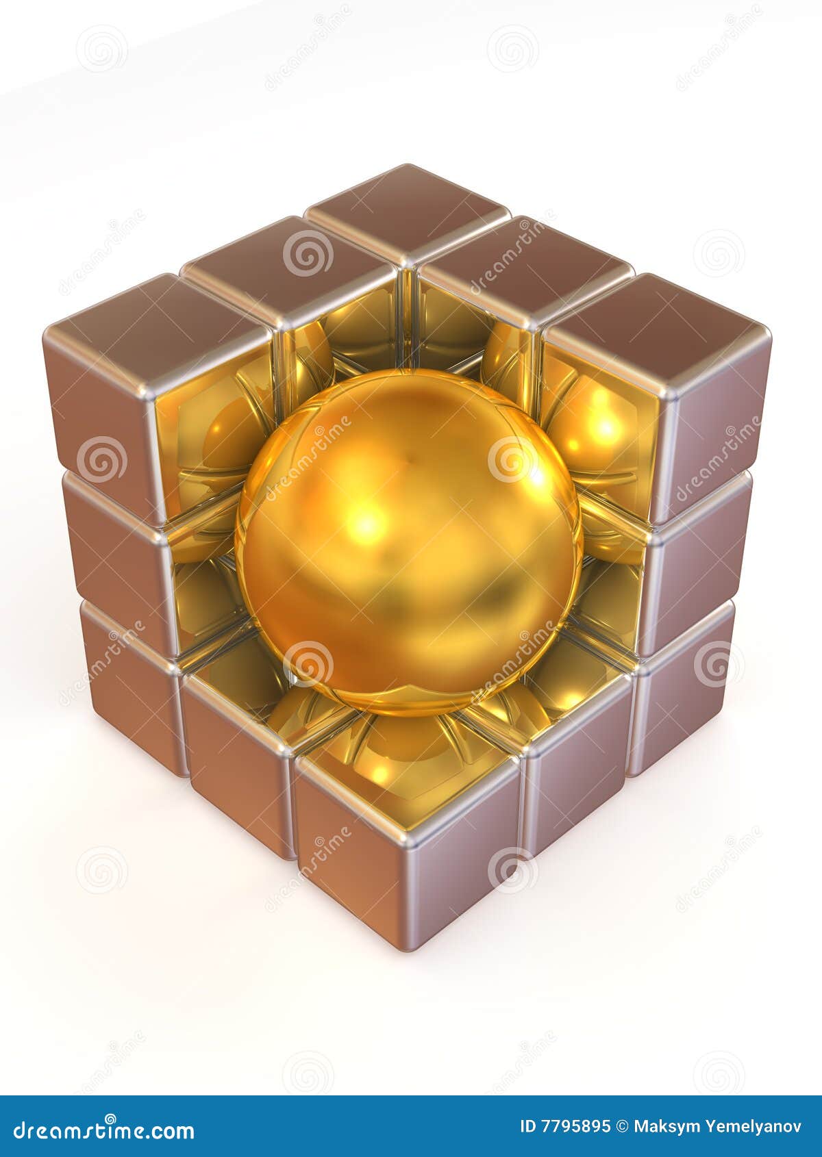 Boxes and Sphere. Abstract Image Stock Illustration - Illustration of ...