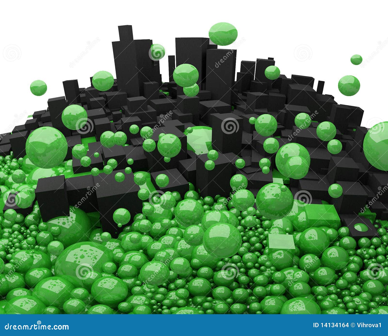 Boxes and spheres stock illustration. Illustration of skyscrapers ...