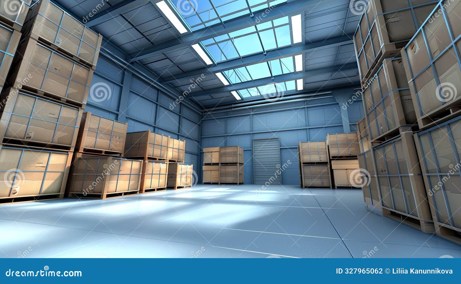 Boxes Stacked on Pallets in a Large Warehouse Setting Stock Photo ...