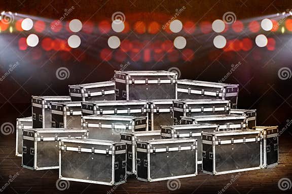 Boxes Stage Equipment for Concert. Stock Image - Image of backstage ...