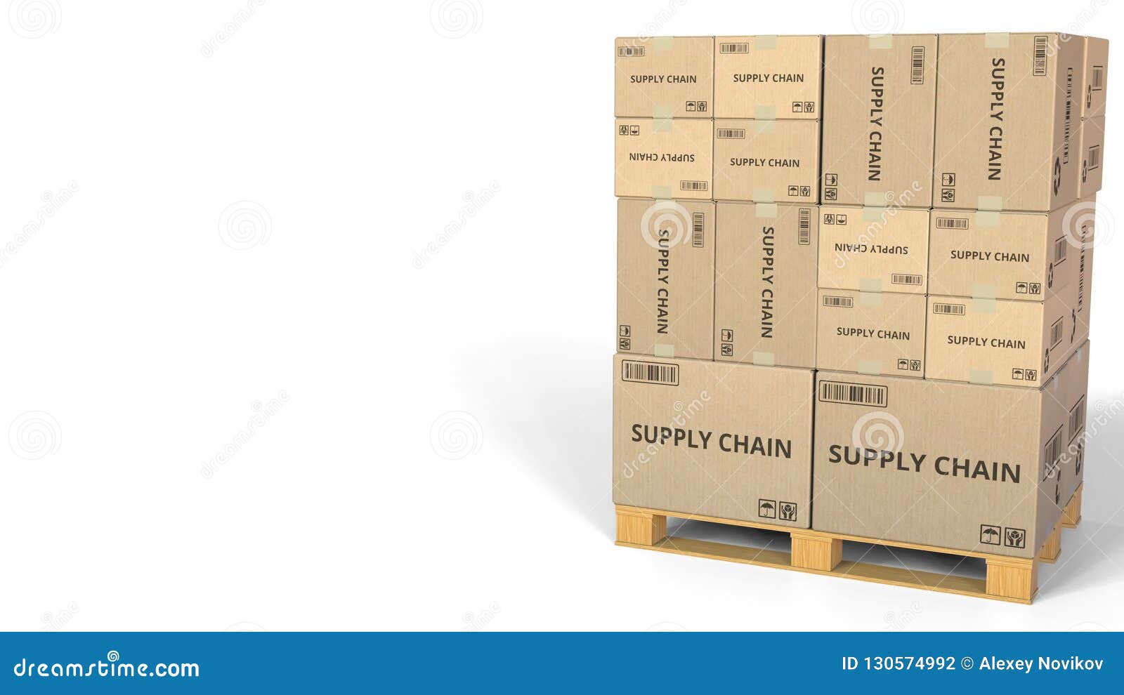 Boxes with SUPPLY CHAIN Caption. Conceptual 3D Rendering Stock ...