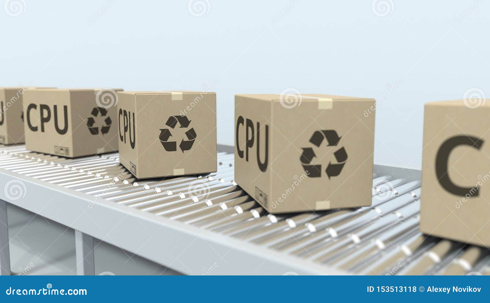 Cartons with Computer CPUs on Roller Conveyor. Loopable 3D Animation ...